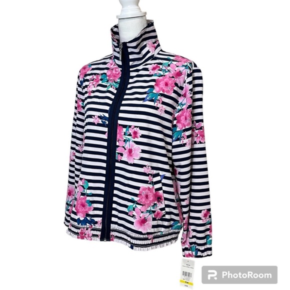 Alia | Jackets & Coats | Nwt Alia Petite Pink Floral Stripe Lightweight ...